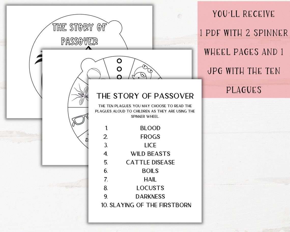 Ten Plagues of Passover Printable Spinner Coloring Wheel Passover ...