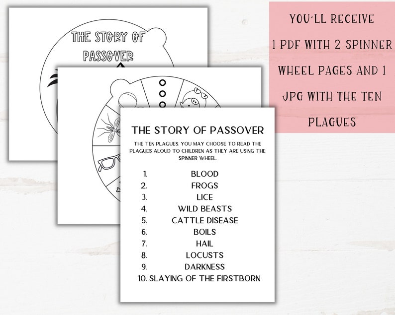 Ten Plagues of Passover Printable Spinner Coloring Wheel | Passover ...