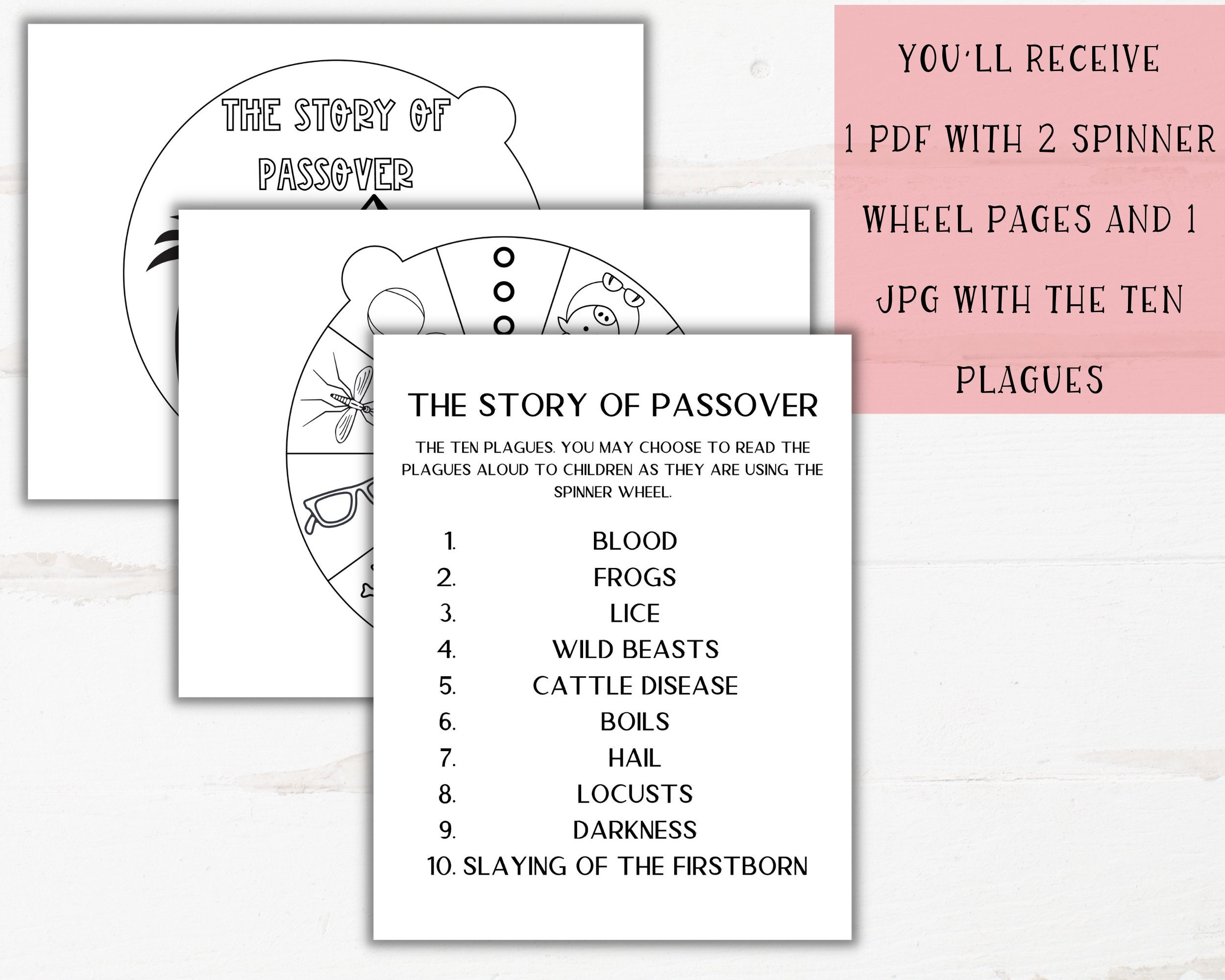 Ten Plagues of Passover Printable Spinner Coloring Wheel | Passover ...