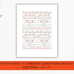 Christmas Cookie Poem Printable, Christmas Cookie Tag, Cookie Packaging ...