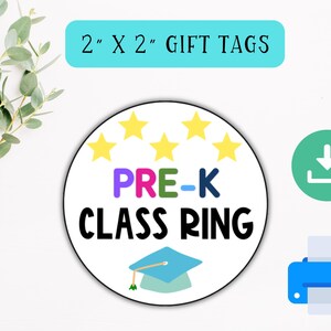 Pre-k Graduation Class Ring Gift Tags or Stickers, Pre-k Graduation ...