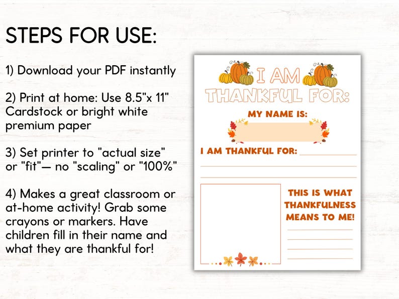 I Am Thankful for Printable, Fall Coloring Page, Thankful Activity ...