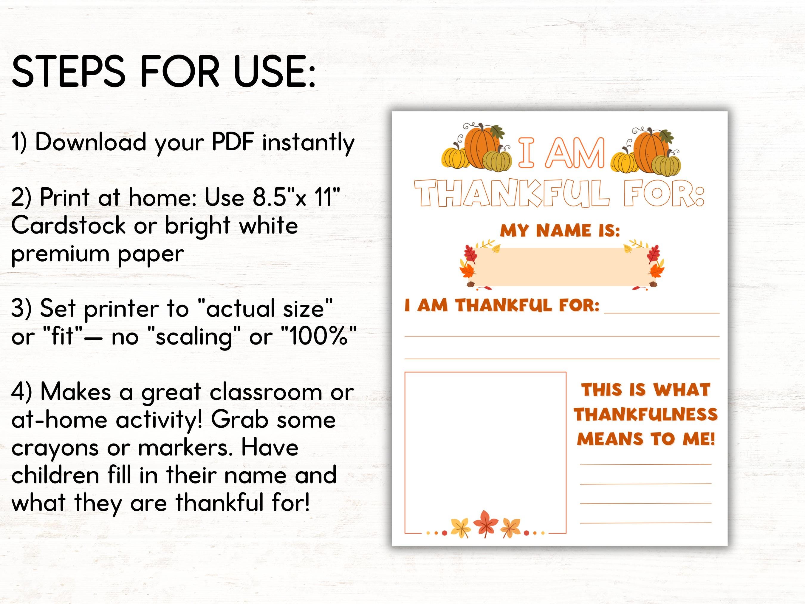 I Am Thankful for Printable, Fall Coloring Page, Thankful Activity ...