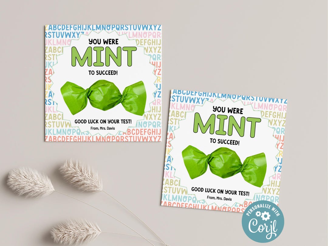 You Were Mint to Succeed Testing Motivation Tag Printable, Editable ...