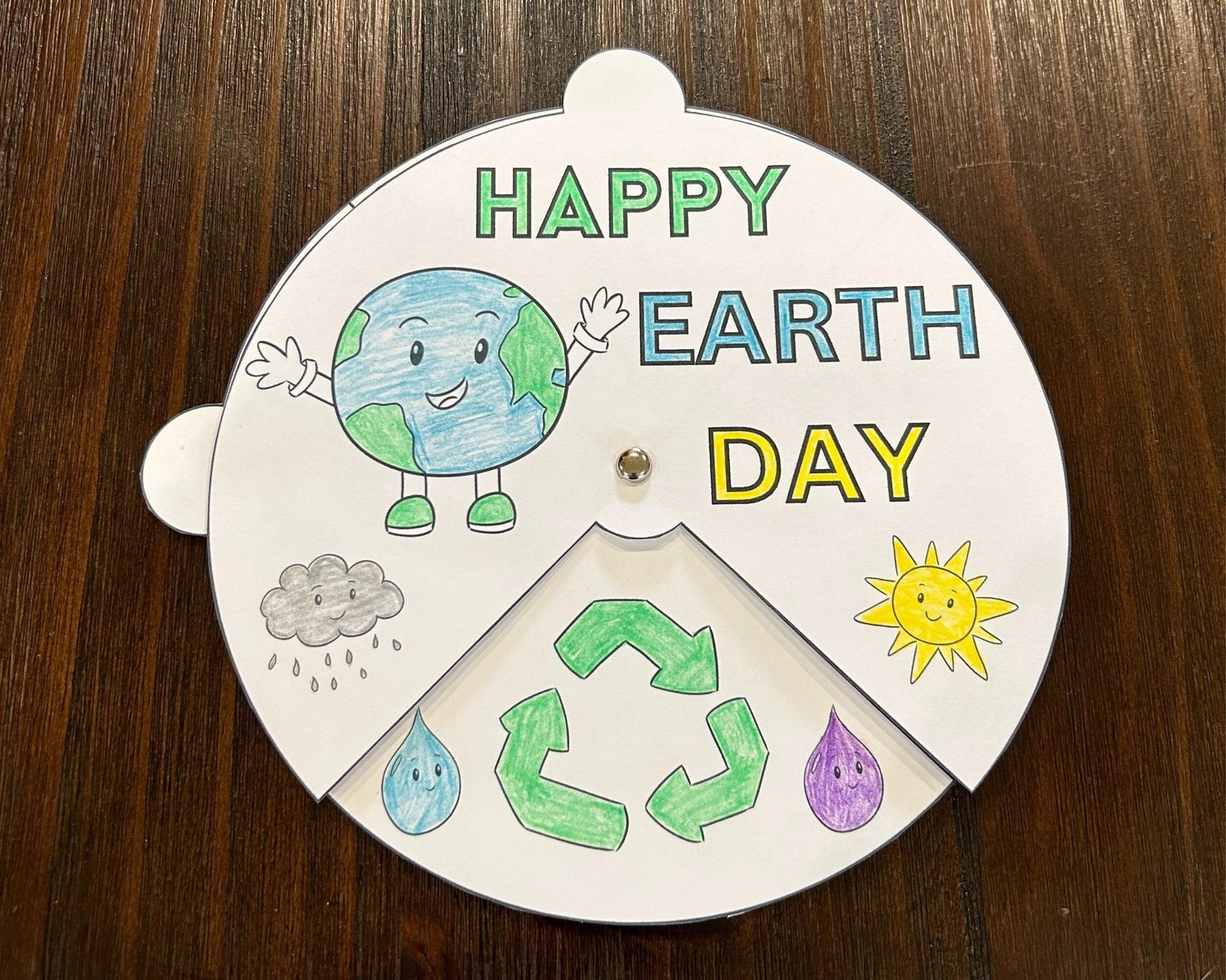 Earth Day Coloring Spinner Wheel for Kids | Earth Day Activities ...