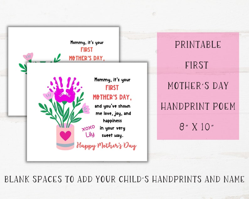 First Mother's Day Handprint Art Poem First Mother's Day Gift From Baby ...