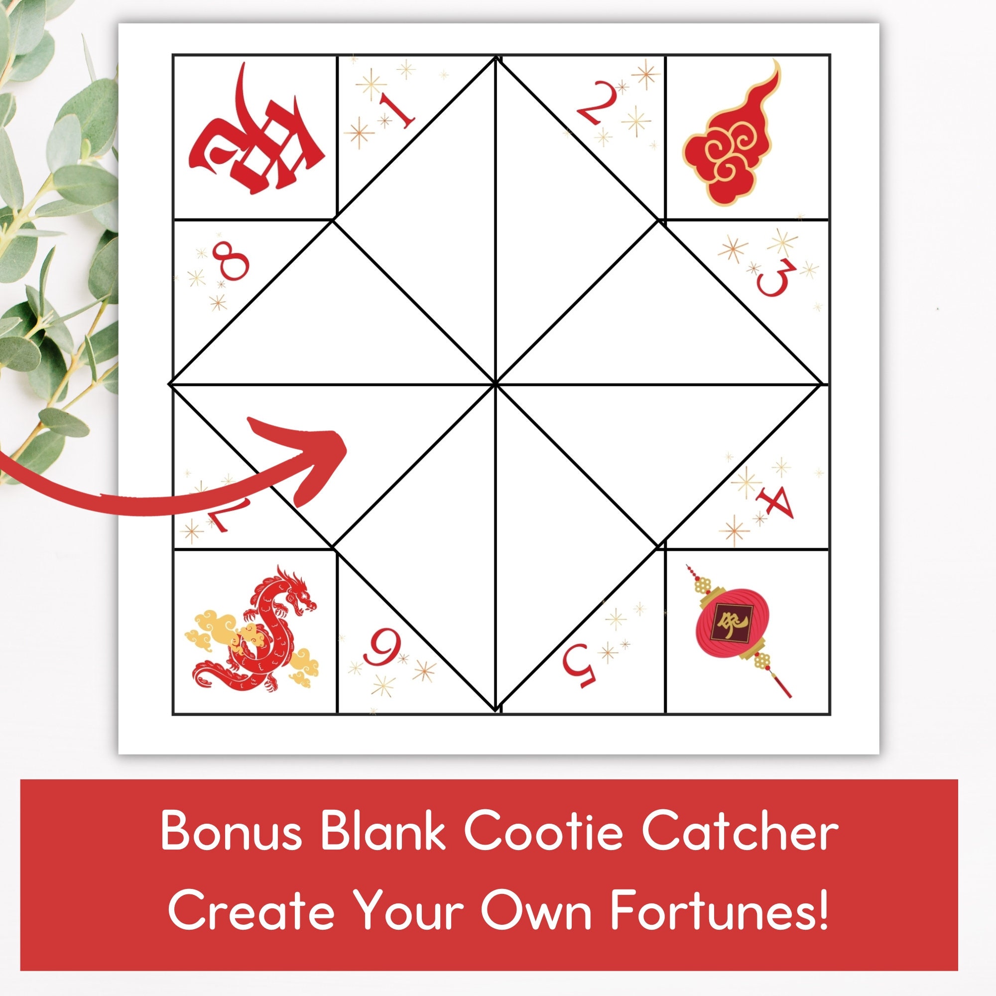 Printable Lunar New Year Cootie Catcher, Chinese New Year Fortune ...