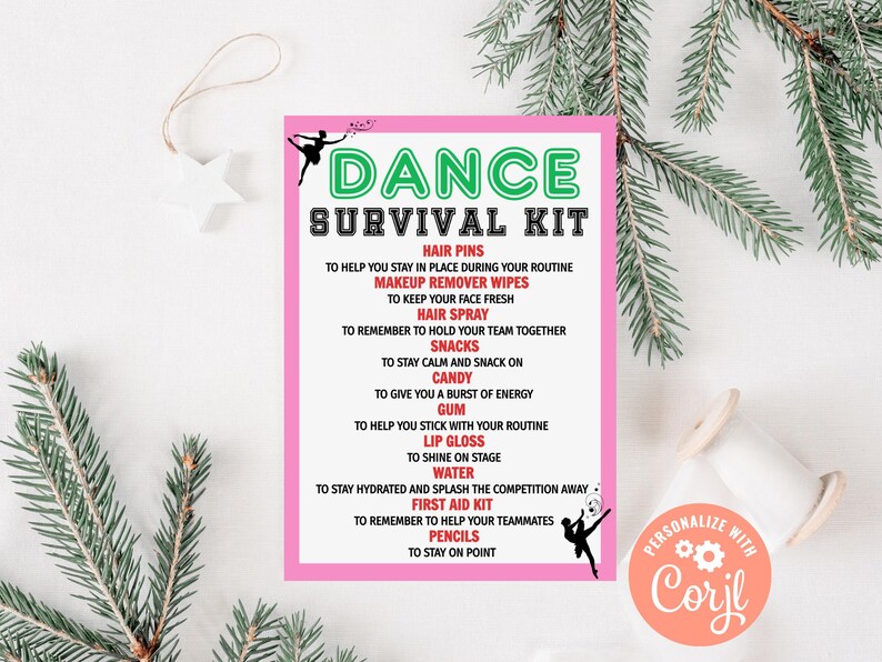 Editable Dance Competition Survival Kit, Dance Survival Kit, Survival ...