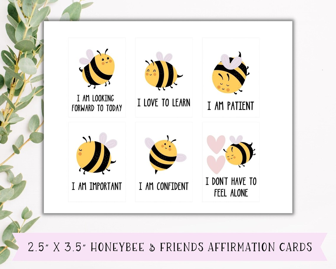 Honeybee Positive Affirmation Cards for Kids Printable Affirmation ...