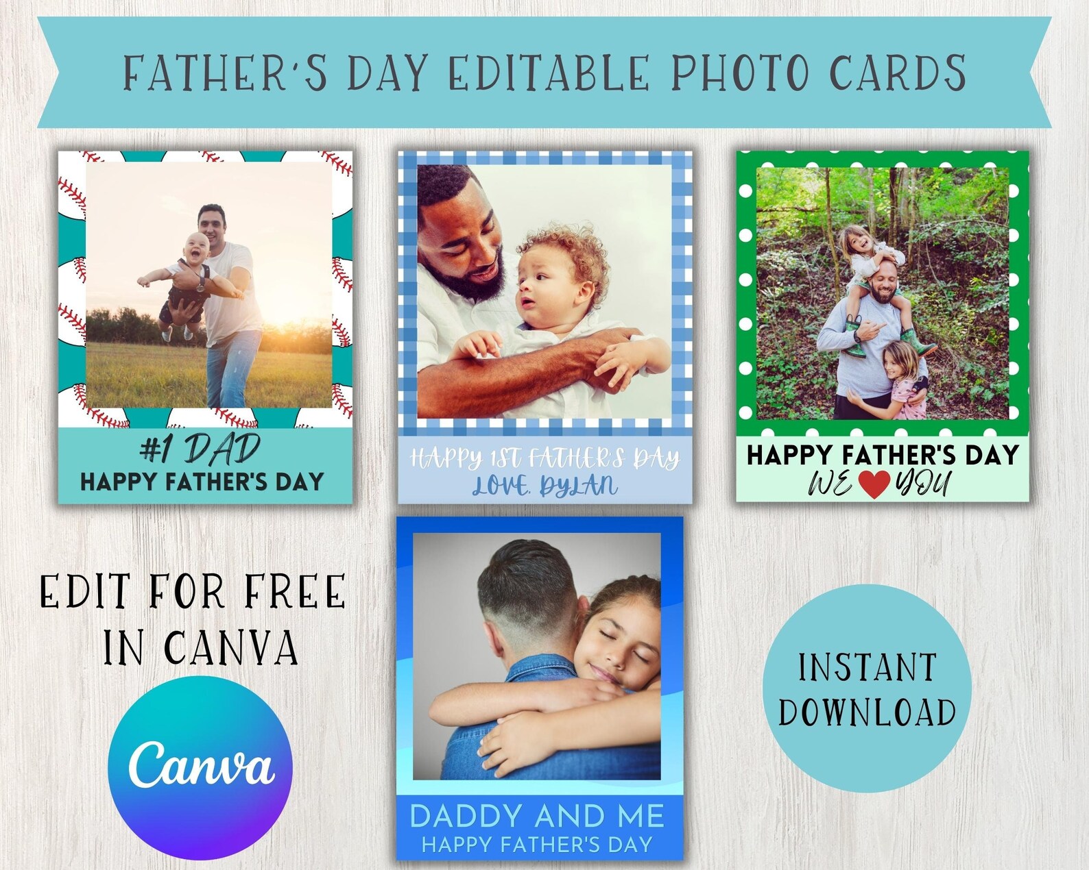 Printable Father's Day Photo Card | Father's Day Frame | Dad Photo ...