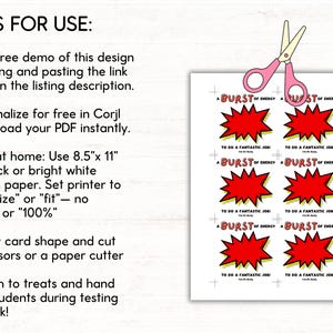 A Burst of Energy Testing Motivation Tag Printable, Editable Testing ...