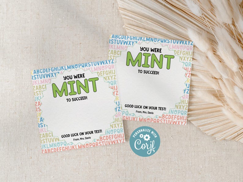 You Were Mint to Succeed Testing Motivation Tag Printable, Editable ...