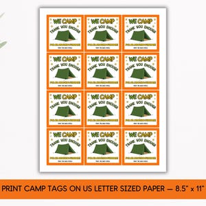Editable We Camp Thank You Enough Tag, Camp Thank You Gift Tag, Camp ...