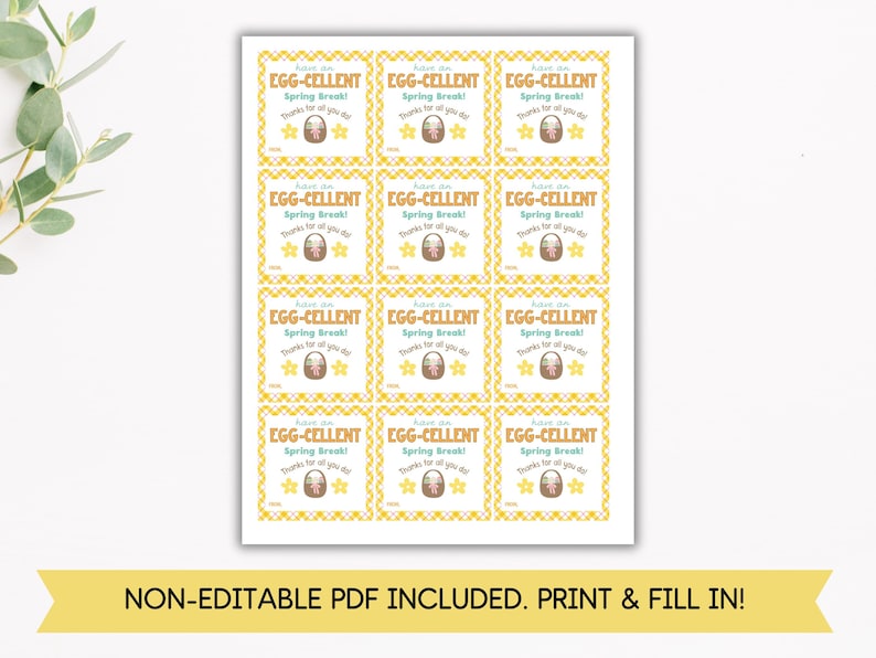 Have an Eggcellent Spring Break Teacher Appreciation Printable ...