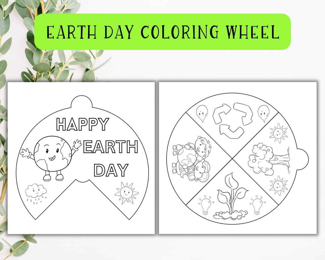 Earth Day Coloring Spinner Wheel for Kids Earth Day Activities Earth ...