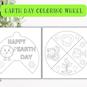 Earth Day Coloring Spinner Wheel for Kids | Earth Day Activities ...
