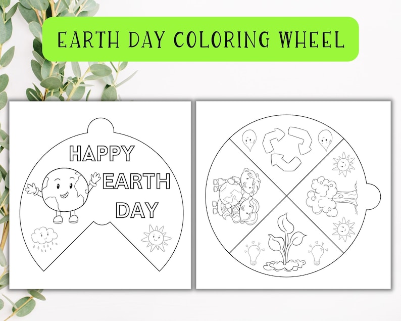 Earth Day Coloring Spinner Wheel for Kids | Earth Day Activities ...