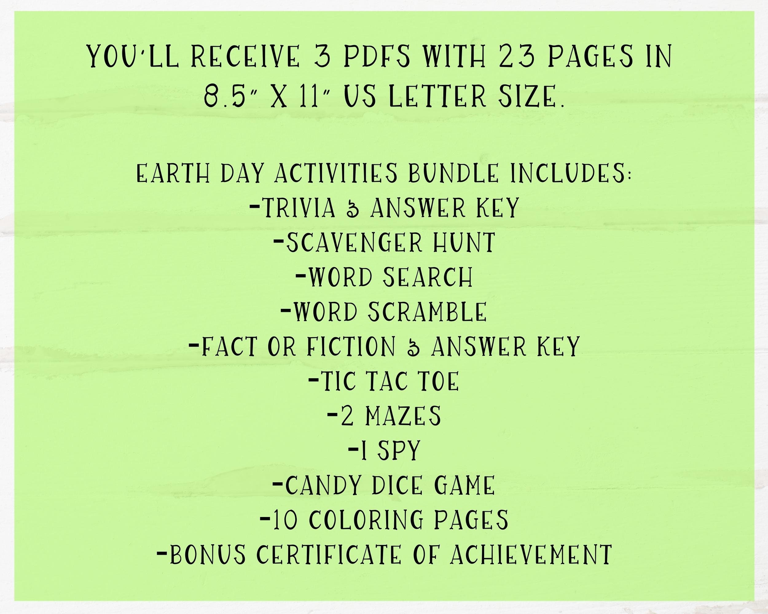 Earth Day Activities Bundle Earth Day Word Search Earth Day Trivia ...