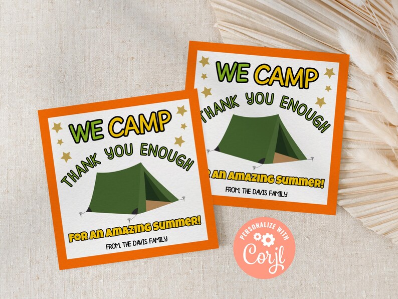 Editable We Camp Thank You Enough Tag, Camp Thank You Gift Tag, Camp ...