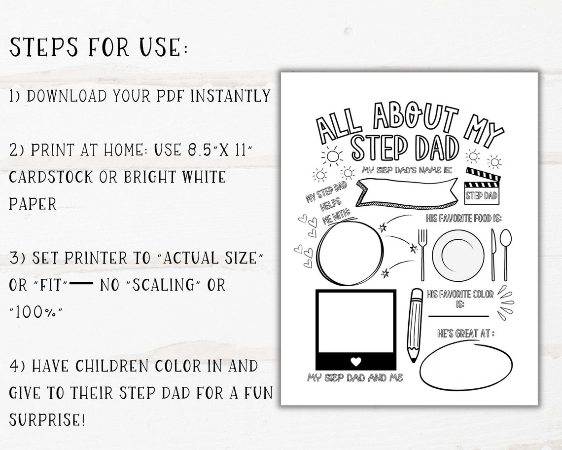 All About My Step Dad Printable Fill in the Blank | Father's Day ...