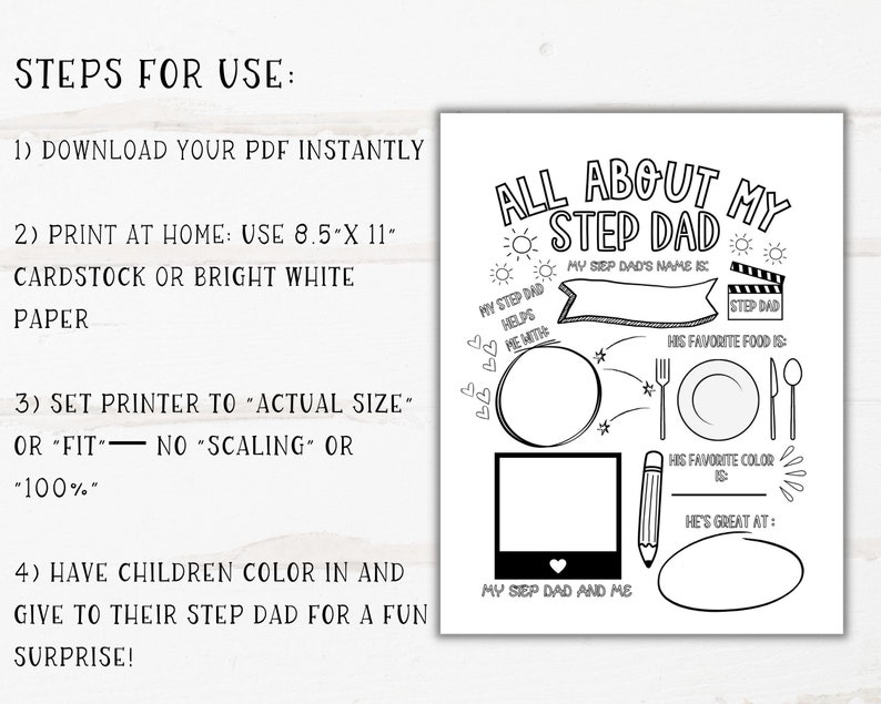 All About My Step Dad Printable Fill in the Blank | Father's Day ...