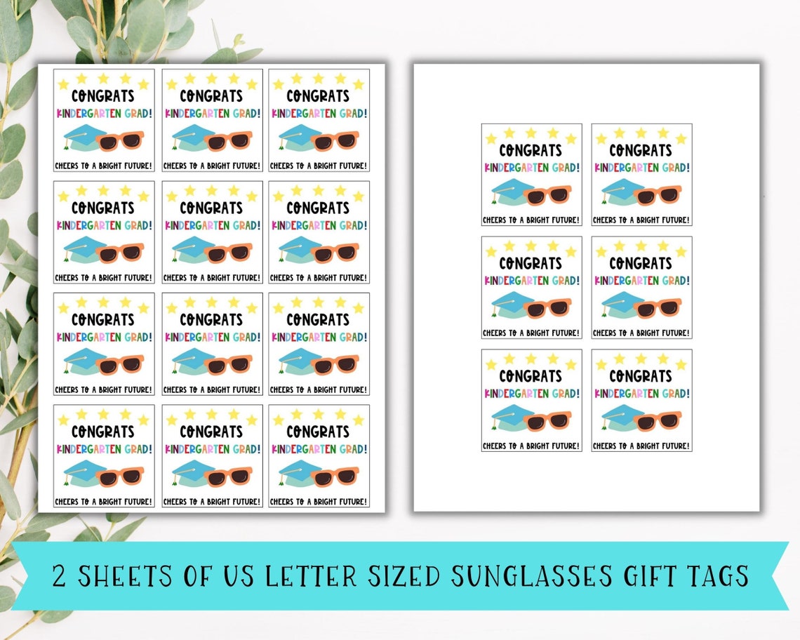 Kindergarten Sunglasses Tags Sunglasses Favor Tag - Etsy