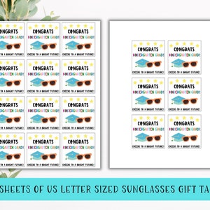 Kindergarten Sunglasses Tags | Sunglasses Favor Tag | Sunglasses Gift ...