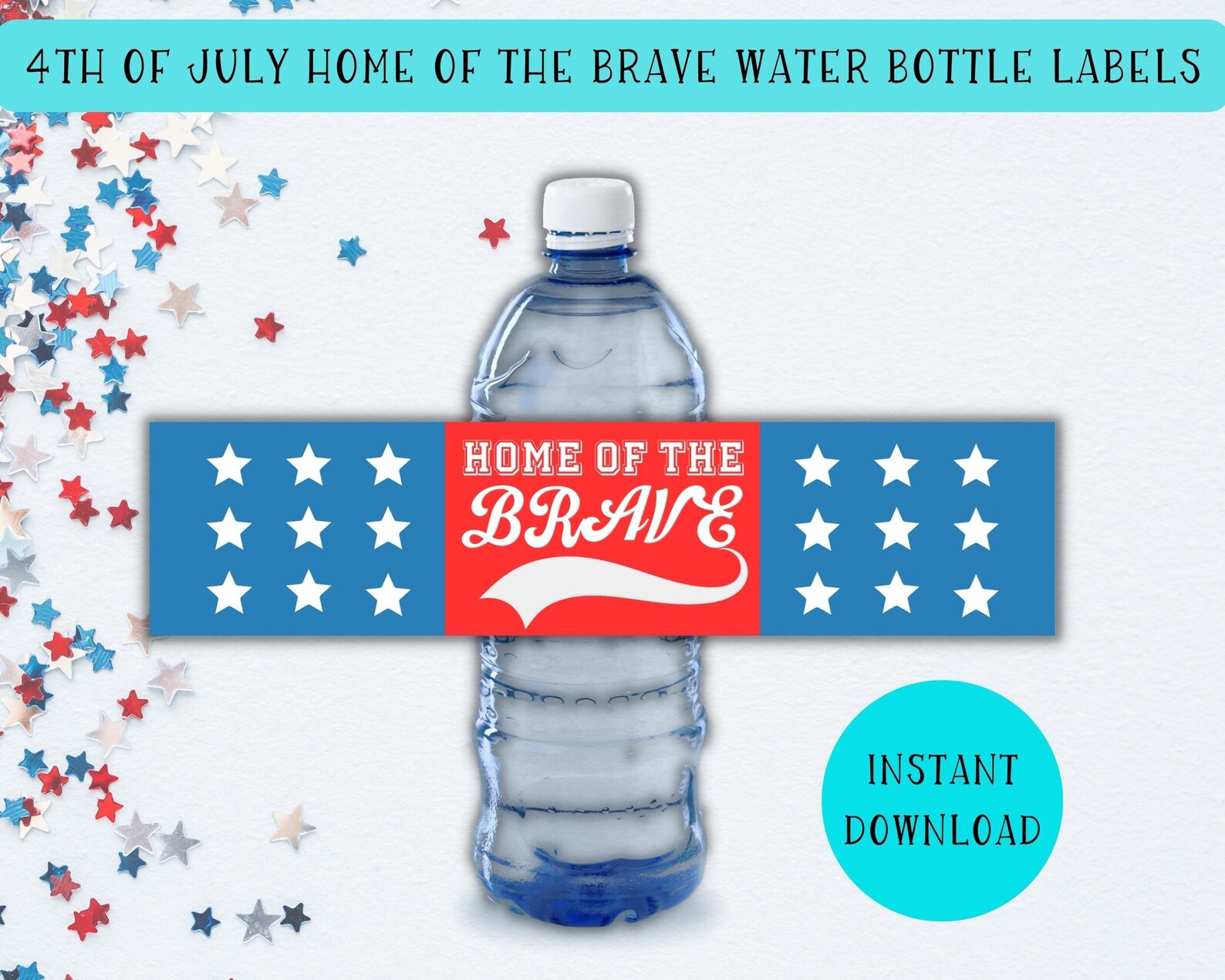 4th of July Home of the Brave Water Bottle Labels Water Bottle Stickers ...