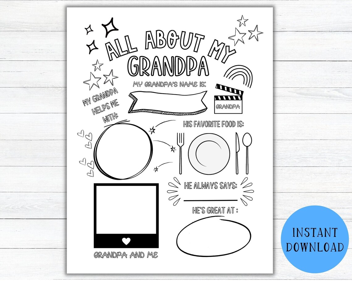 All About My Grandpa Printable Father's Day Questionnaire All About ...
