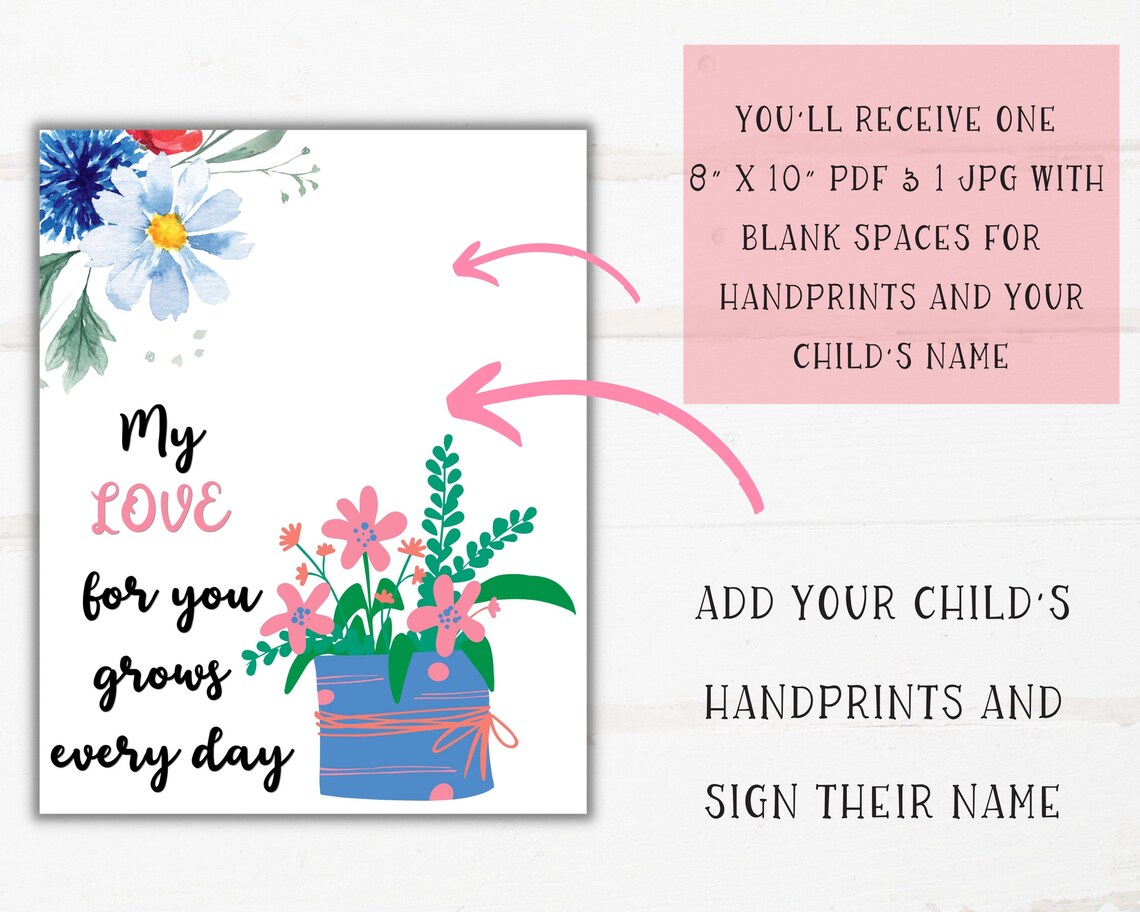 Mother's Day Handprint Art for Grandma Printable Gift - Etsy