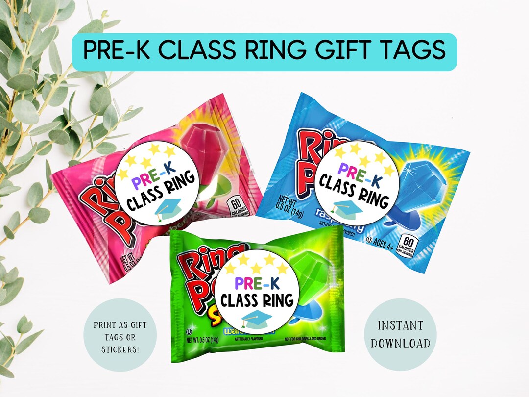 Pre-k Graduation Class Ring Gift Tags or Stickers, Pre-k Graduation ...