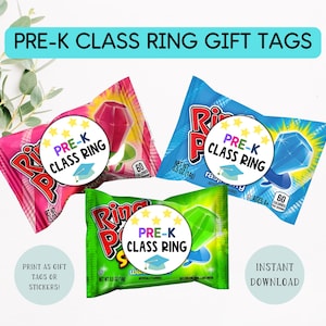 Pre-k Graduation Class Ring Gift Tags or Stickers, Pre-k Graduation ...