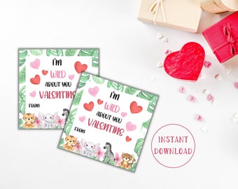 INSTANT Download-valentine's Day Treat Bag Tags: WILD About You ...