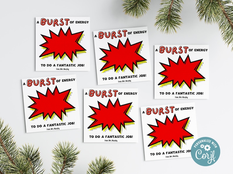 A Burst of Energy Testing Motivation Tag Printable, Editable Testing ...