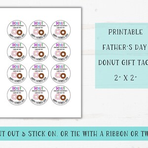 Father's Day Donut Gift Tag or Stickers | Father's Day Favor Tag ...