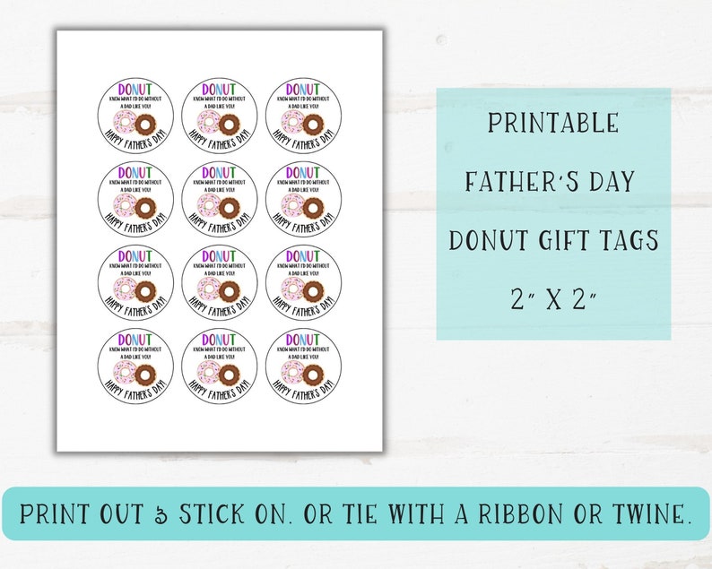 Father's Day Donut Gift Tag or Stickers | Father's Day Favor Tag ...