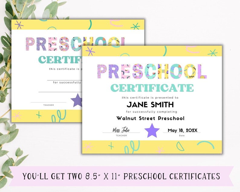 Editable Preschool Graduation Certificate | Preschool Diploma ...