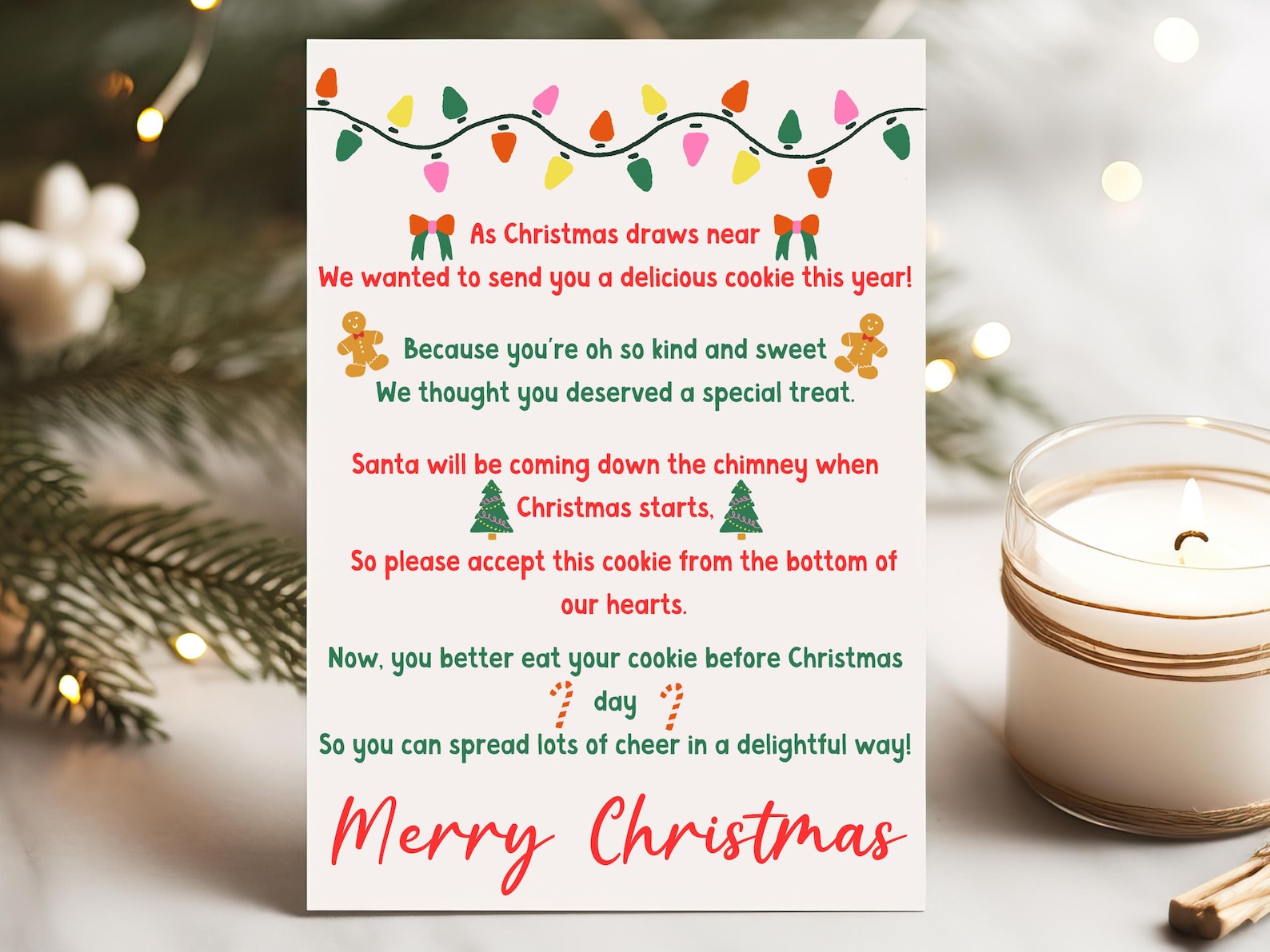 Christmas Cookie Poem Printable, Christmas Cookie Tag, Cookie Packaging ...