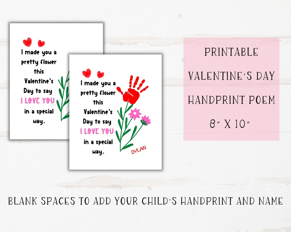 Valentine's Day Handprint Art Poem Printable Valentine's Day Craft for ...