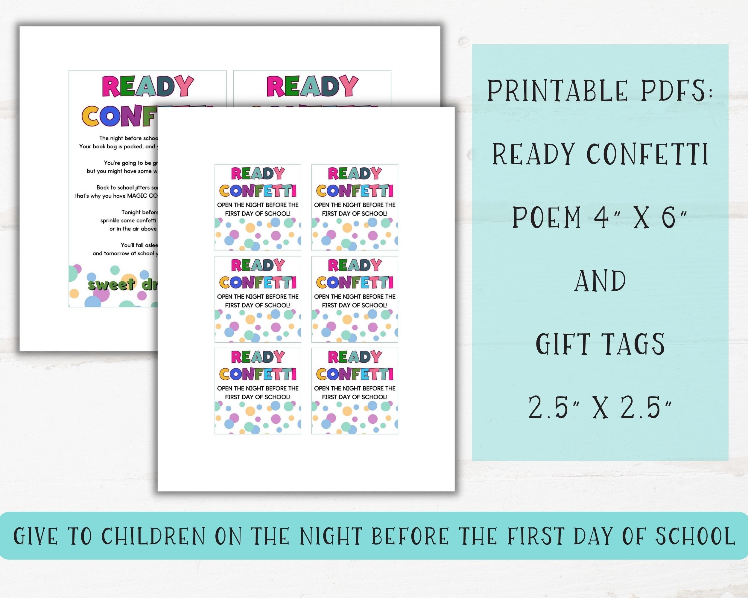 Ready Confetti Poem & Gift Tags | School Confetti | Ready Confetti Tag ...