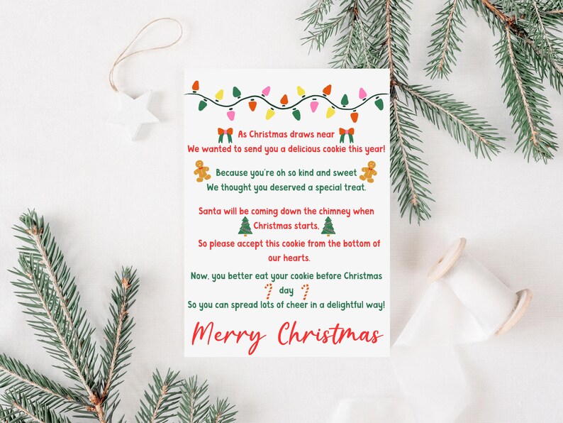Christmas Cookie Poem Printable, Christmas Cookie Tag, Cookie Packaging ...