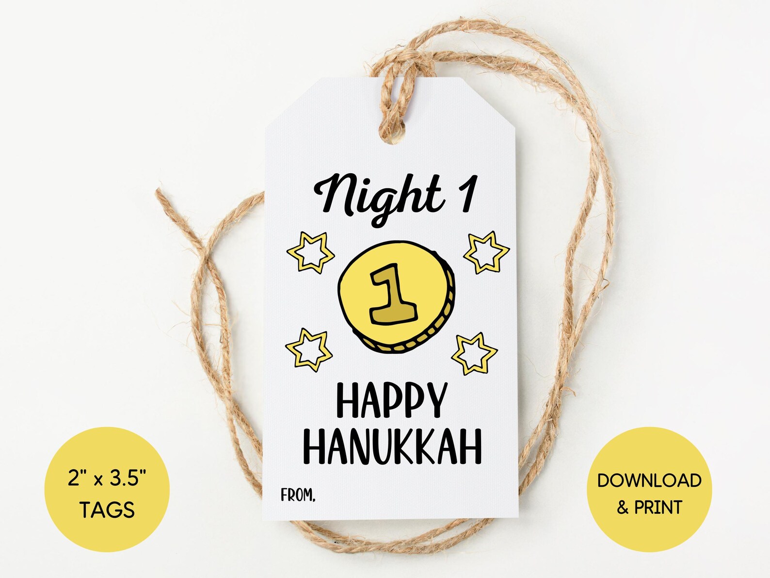 8 Nights of Hanukkah Gift Tags Printable, Hanukkah Printable, Happy ...