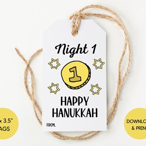 8 Nights of Hanukkah Gift Tags Printable, Hanukkah Printable, Happy ...