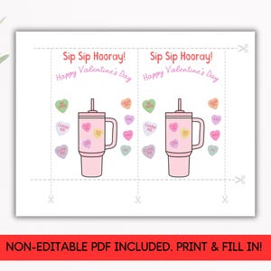 Straw Topper Valentine Printable Cards for Teens & Tweens, Editable ...