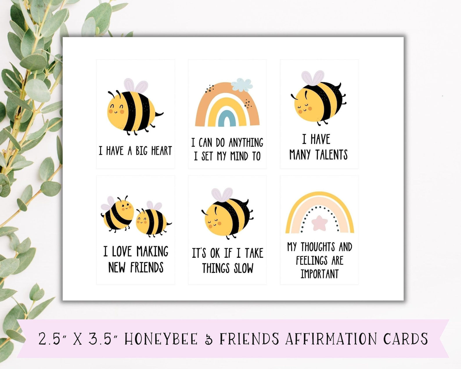 Honeybee Positive Affirmation Cards for Kids | Printable Affirmation ...
