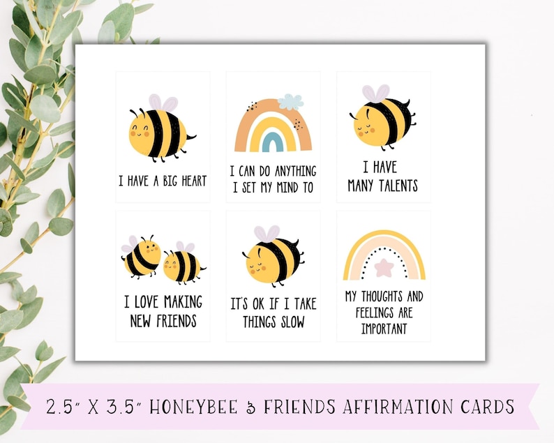 Honeybee Positive Affirmation Cards for Kids | Printable Affirmation ...