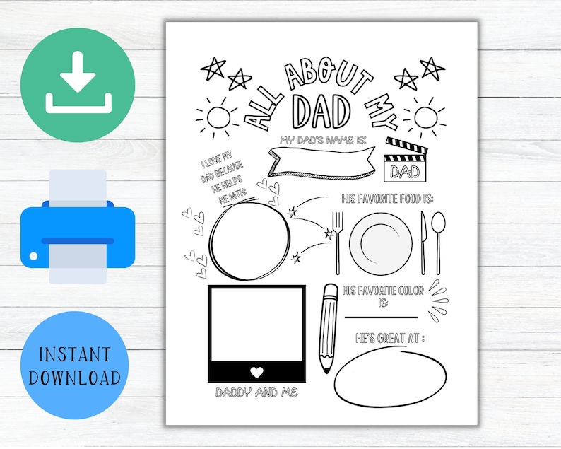 All About My Dad Printable | Father's Day Questionnaire | All About Dad ...