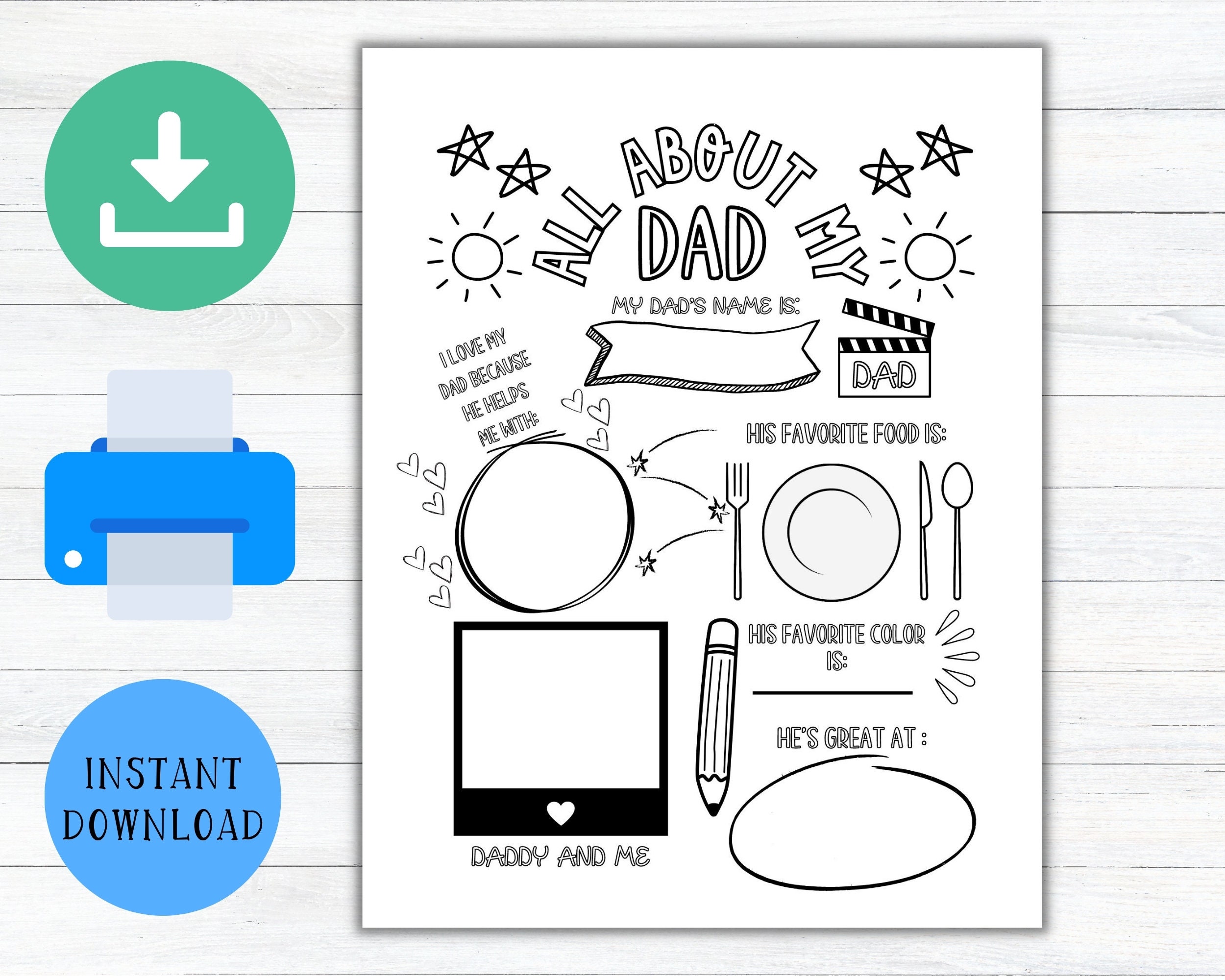 All About My Dad Printable | Father's Day Questionnaire | All About Dad ...