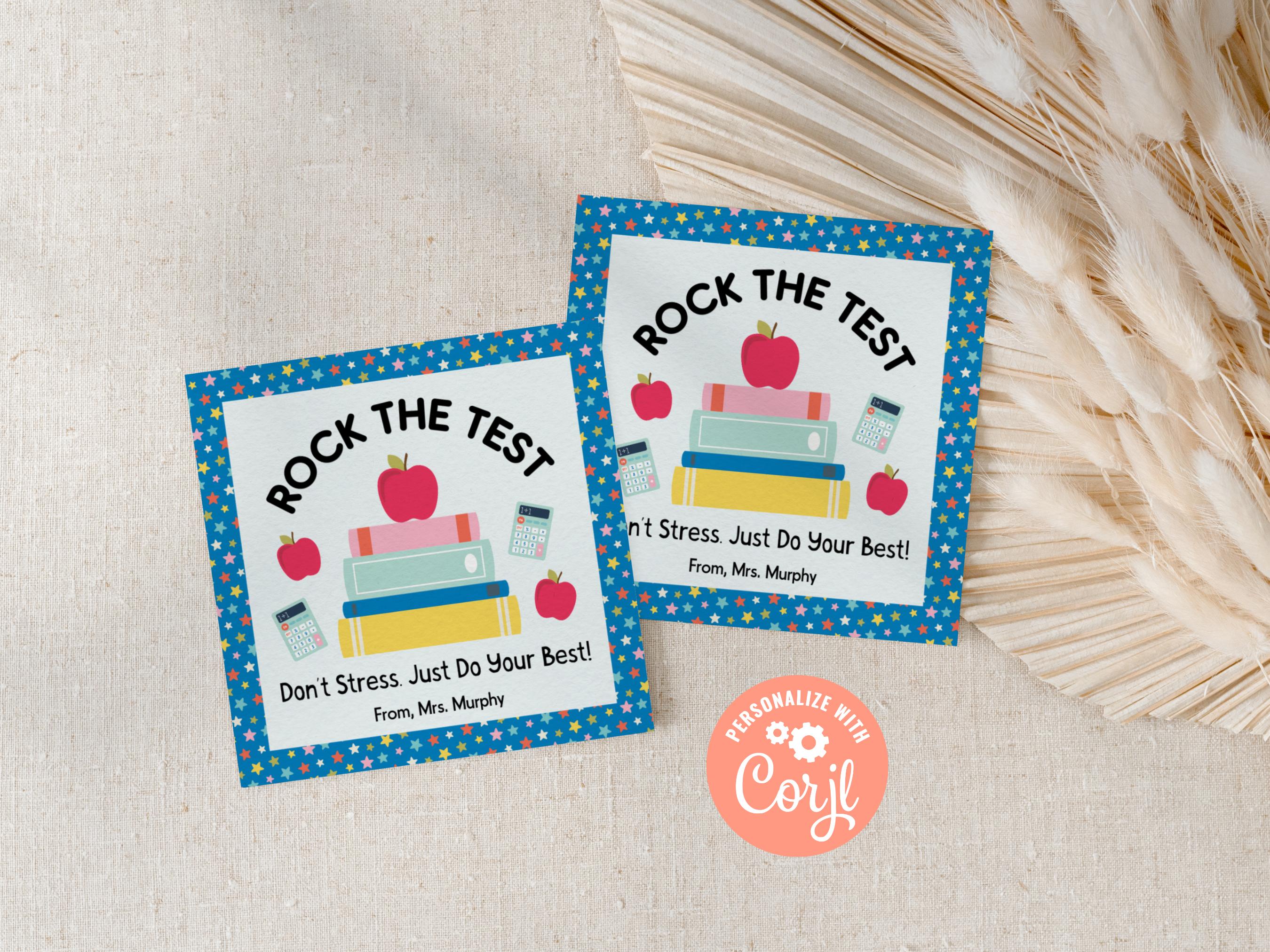 Testing Motivation Tag Printable, Editable Rock the Test Tag, Testing ...