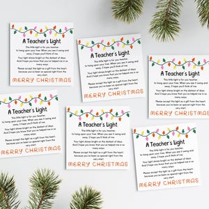 A Teacher's Light Printable Poem, Teachers Light Tag, Teacher Gift Tag ...